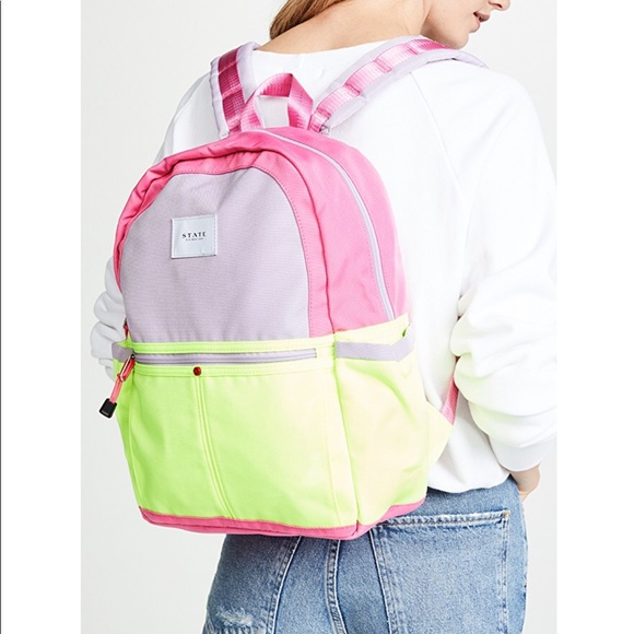 STATE | Bags | State Backpacks Kane Neon Yellow Pink Bag | Poshmark